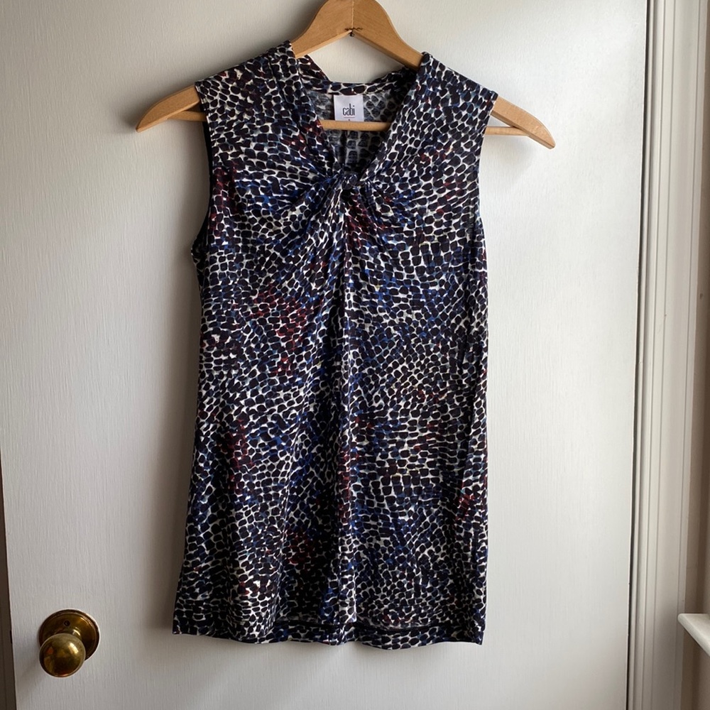 Cabi Multi Colored Mock Neck Sleeveless Key Hole Slee… - Gem